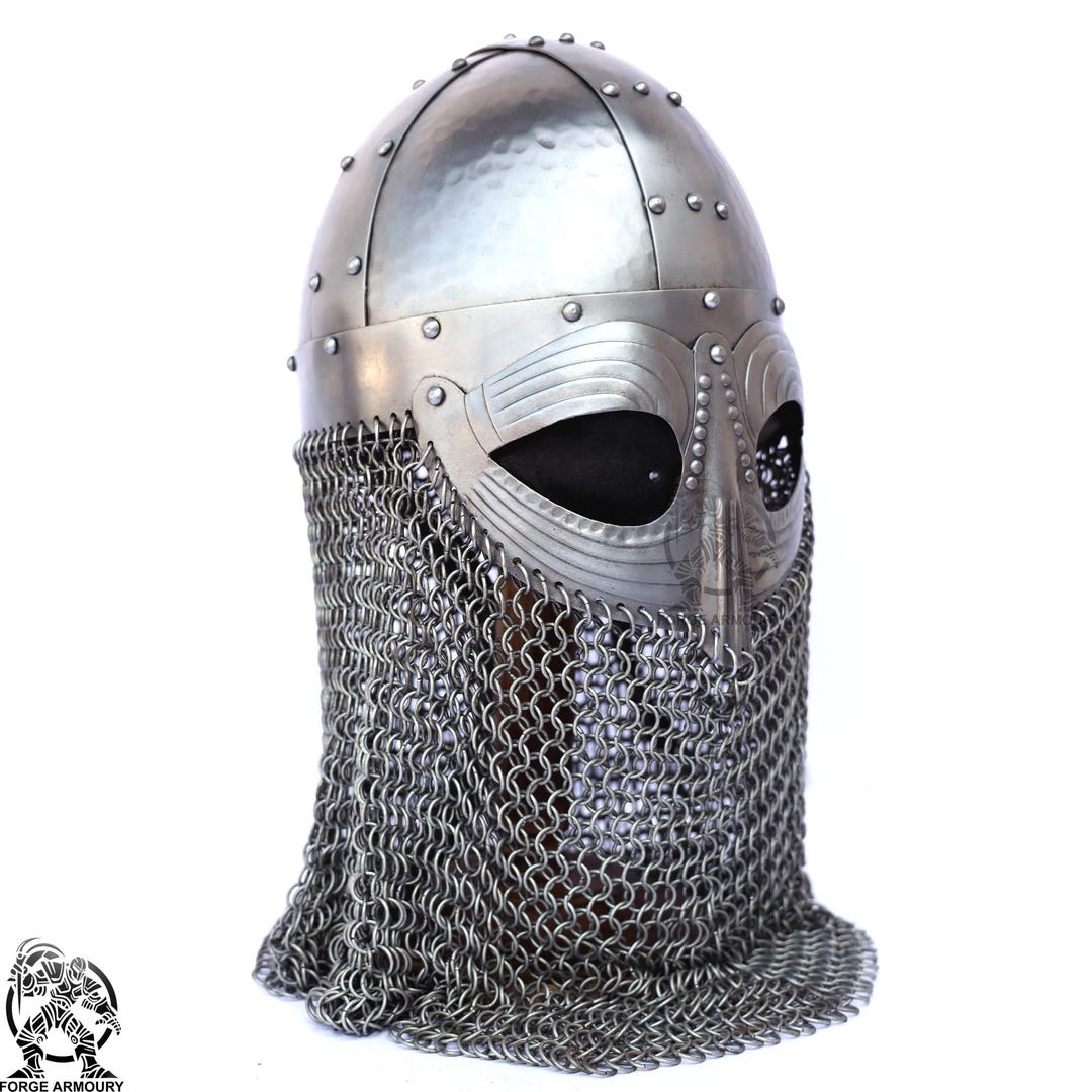 Forge Armoury Vendel Helmet With Chainmail Aventail, 1.2 Mm Steel (free ...
