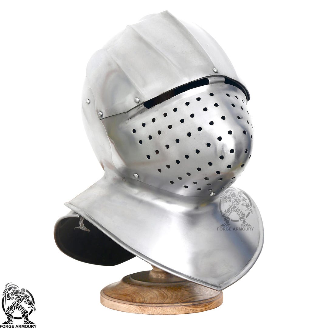 Forge Armoury Steel Italian Medieval Functional Sparring Helmet Neck ...