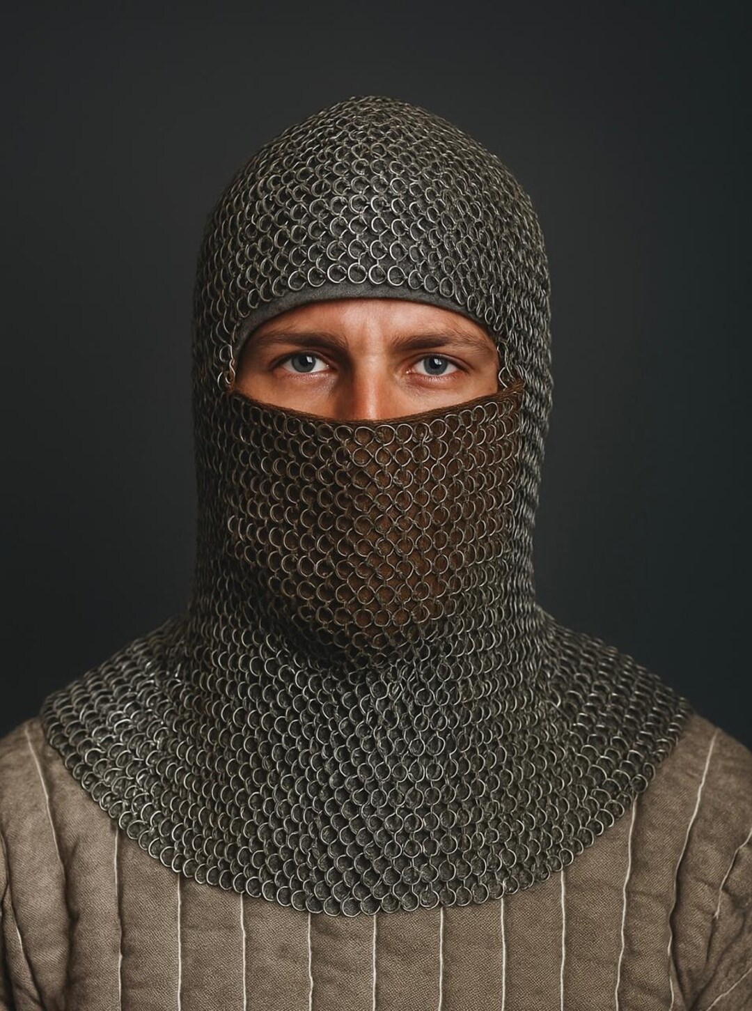 Riveted Chainmail Coif, Blackened Mild Steel, Medieval Armor Hood - Etsy