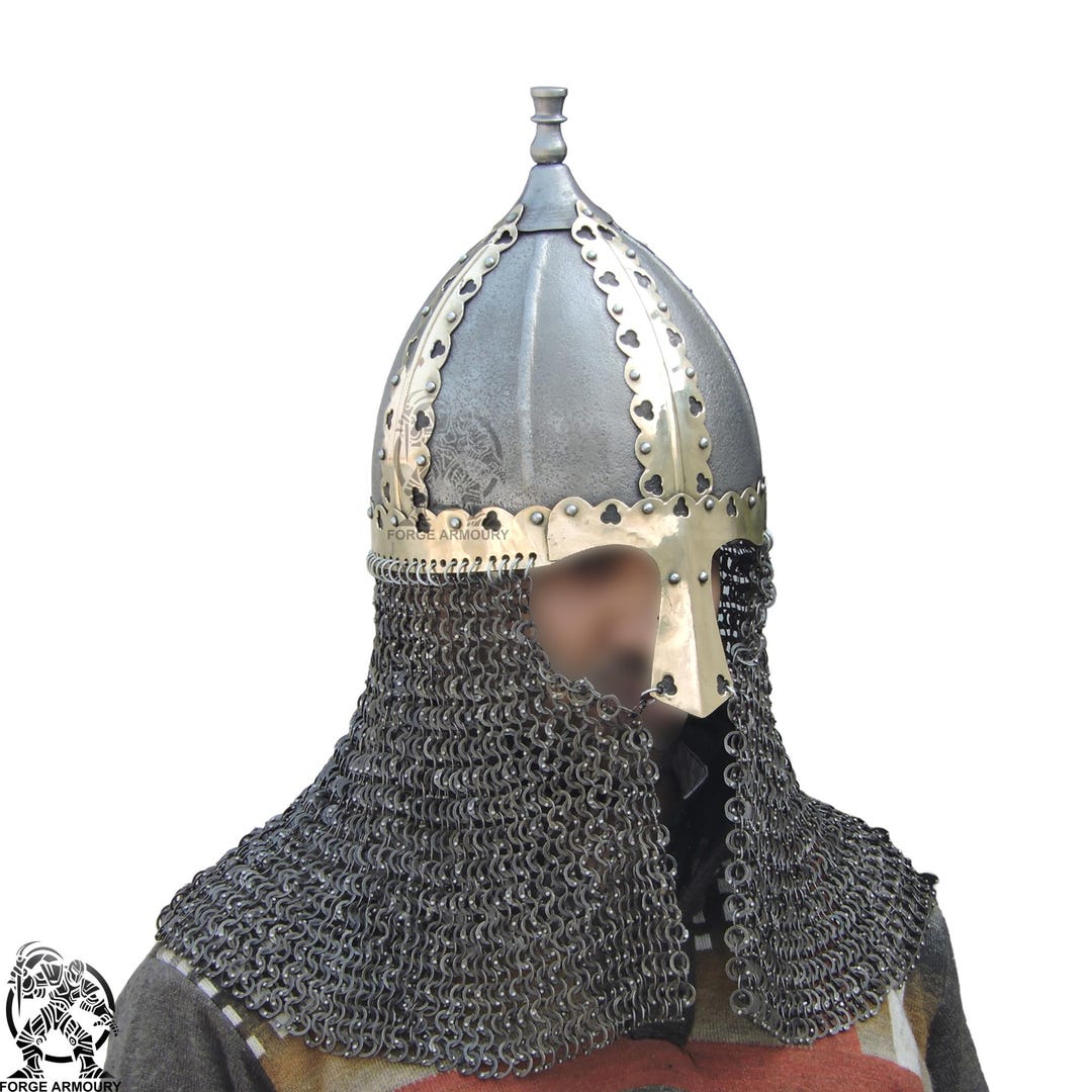 Steel Russian Helmet With Aventail - Handcrafted Conical Medieval ...