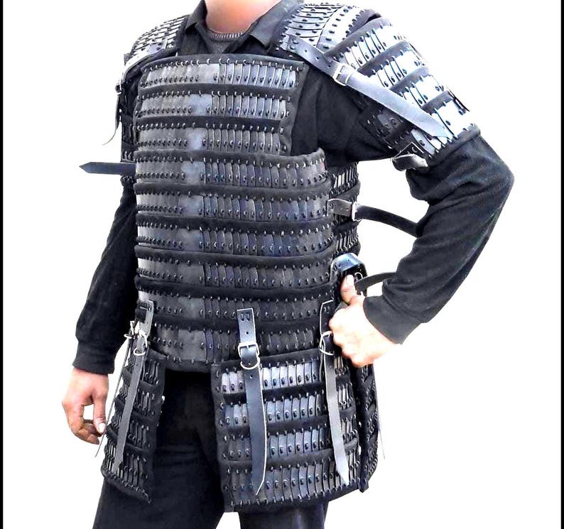 Handcrafted Blackened Steel Lamellar Armor 1 Mm Plate Include Layer ...