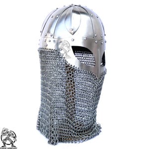 Battle Ready Viking Spectacle Helmet: 16G Steel Chainmail Aventail ...