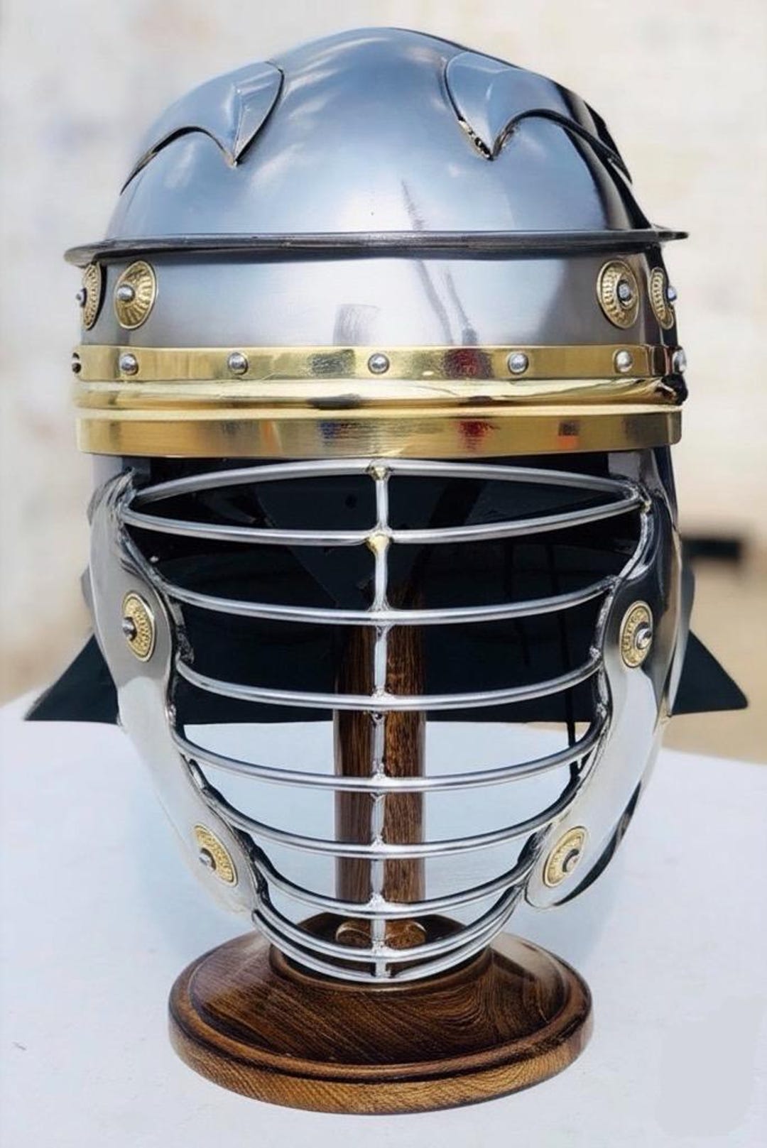 Imperial Gallic Roman Helmet: SCA Steel Replica With Brass Accents - Etsy