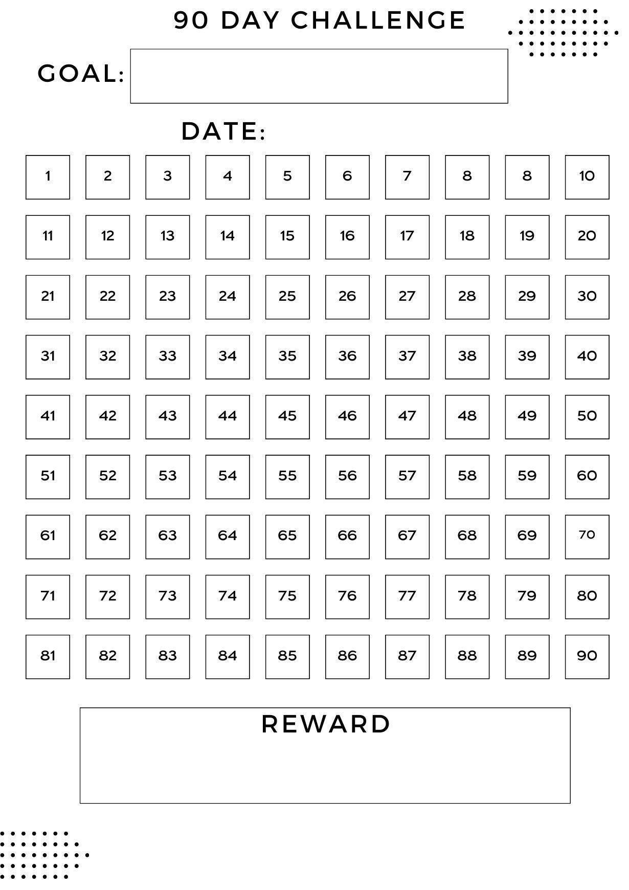 90 Day Challenge, Goal Setting, Progress Tracker, Habit Forming, A5 ...