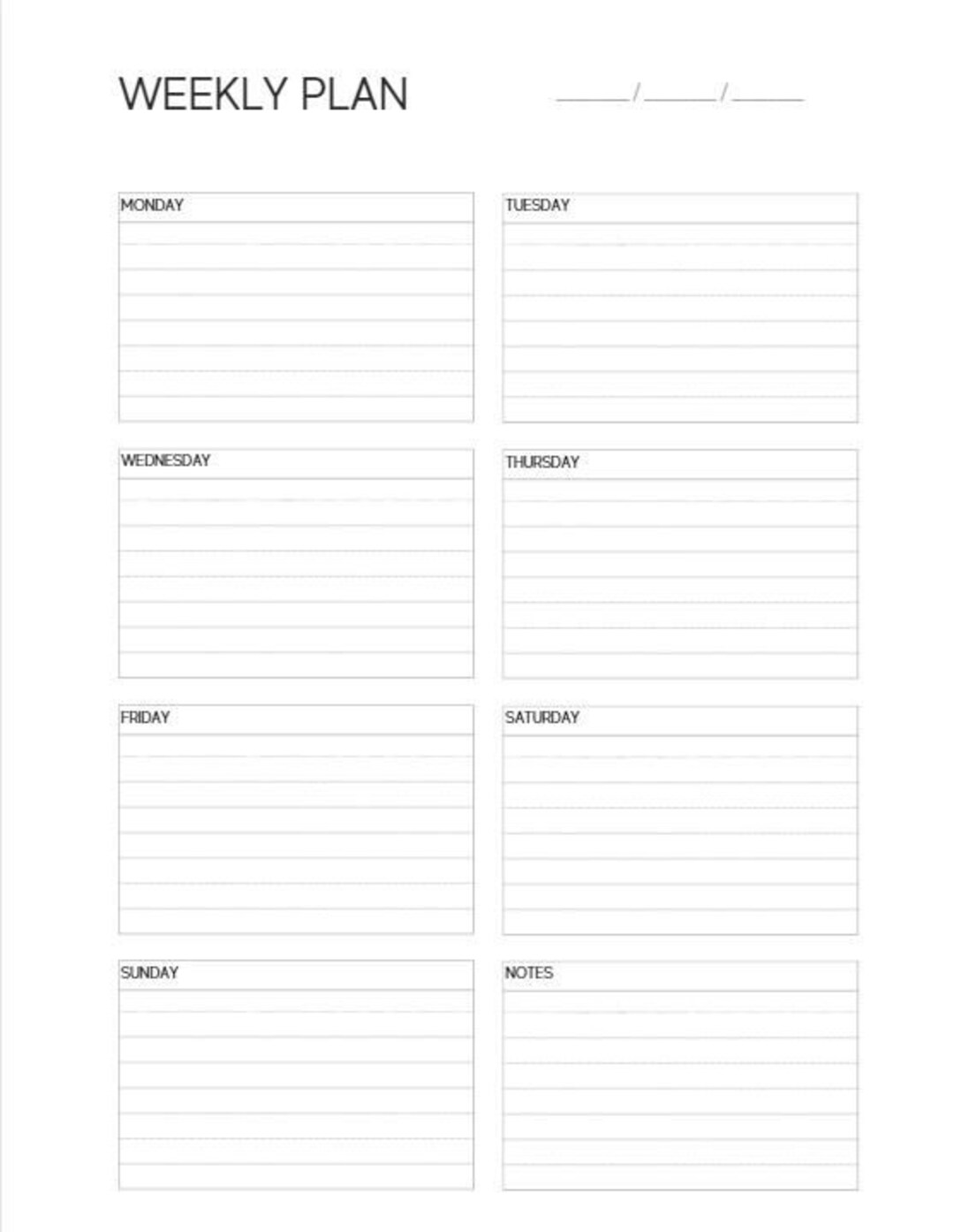 Weekly Planner Printable to Do List, Minimal Weekly Schedule, Weekly ...
