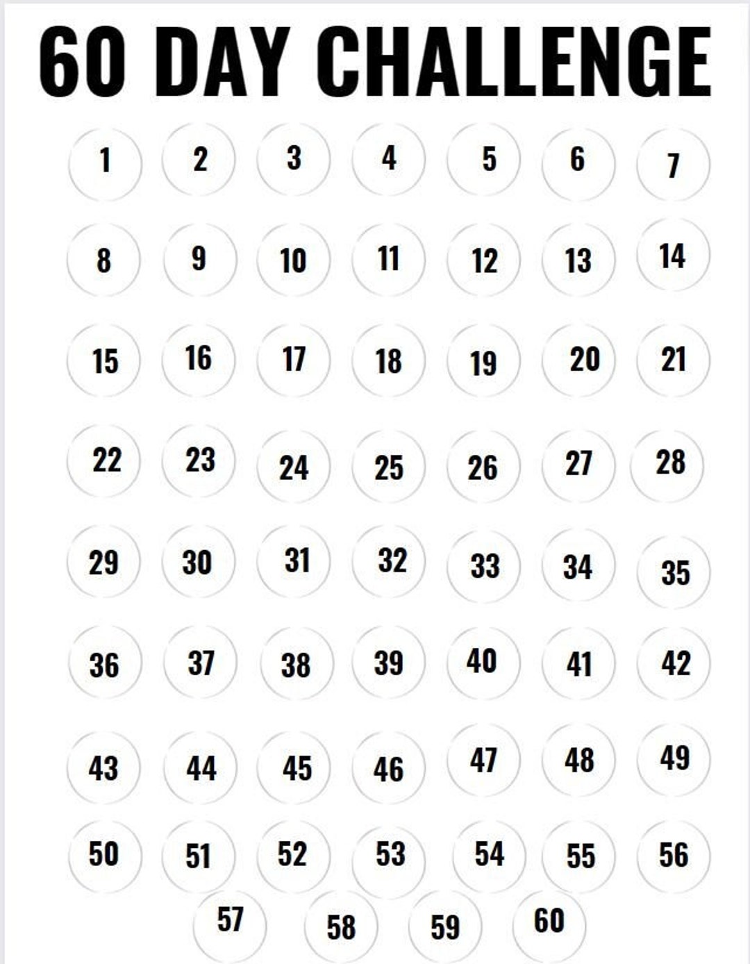 60 Day Challenge, Goal Setting, Progress Tracker, Habit Forming, A5/letter, Printable & Fillable ...