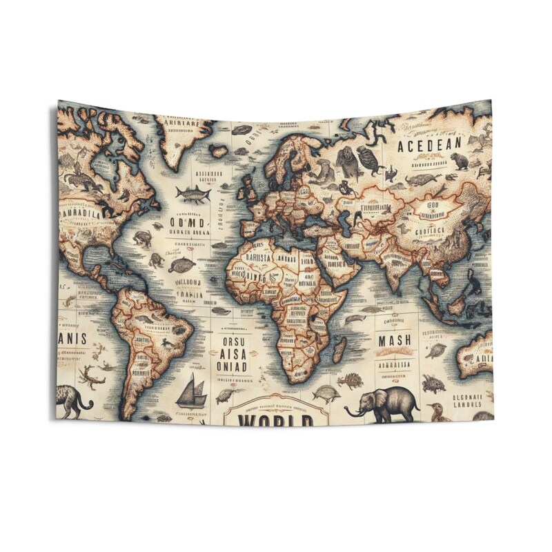 World Map Tapestry - Etsy