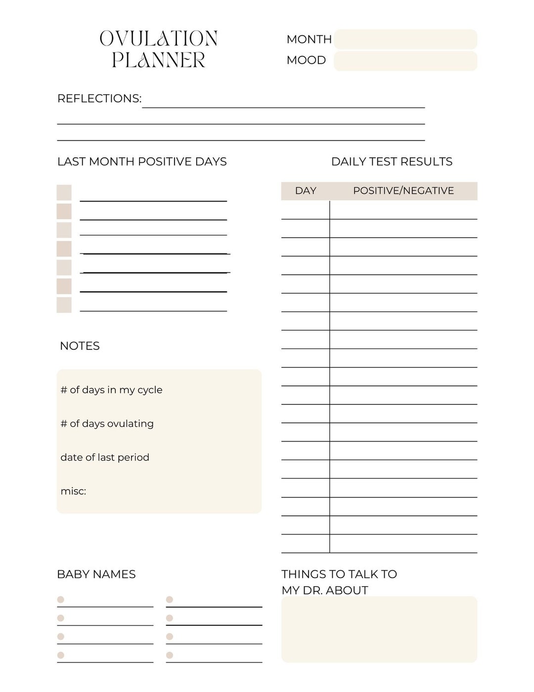 Ovulation Planner and Tracker, Pregnancy Test Strips Tracker, Ovulate ...