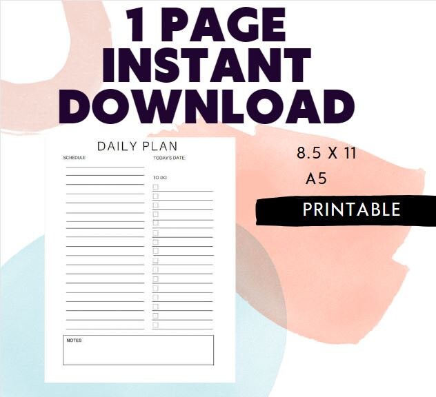 Minimalist Daily Planner Printable, Daily to Do List for Work/home ...