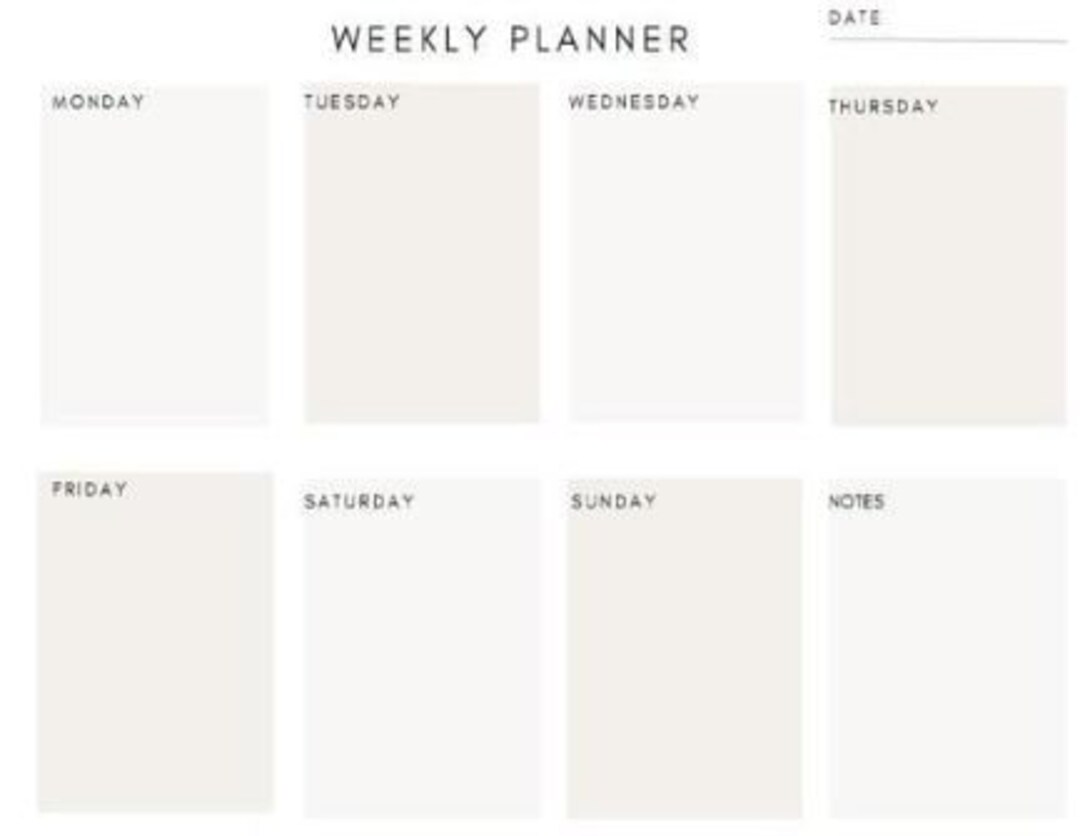 Weekly Planner Printable Landscape, Minimalist Weekly Schedule, Week at ...