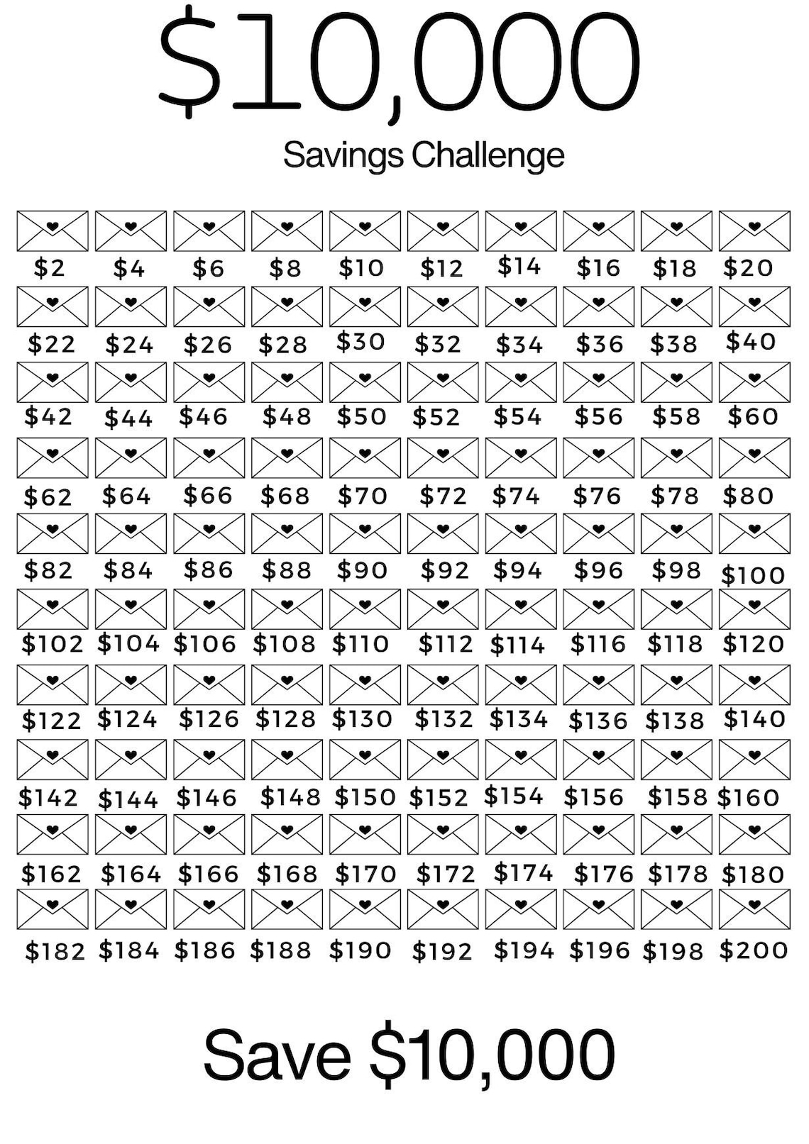 100 Envelope Challenge Printable, Money Savings Challenge ...