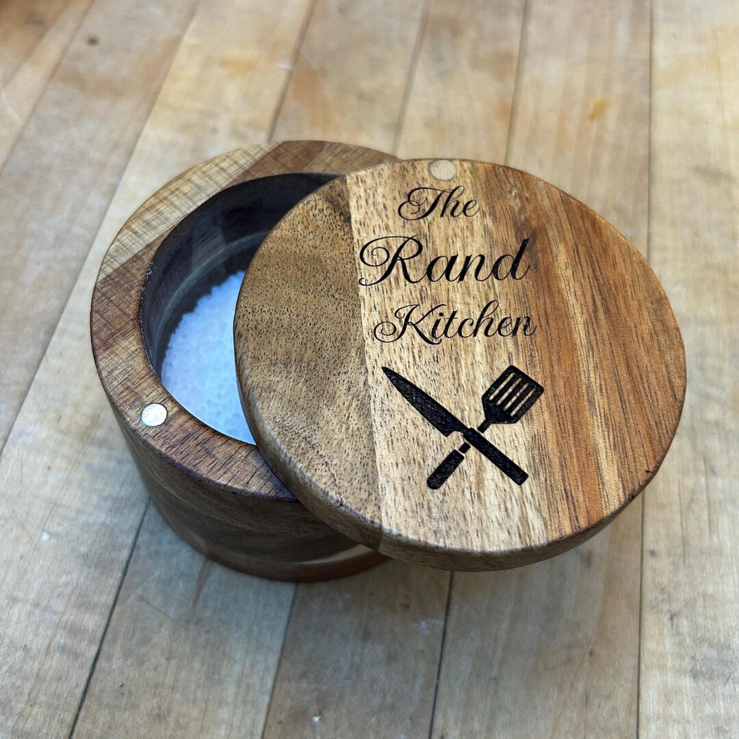 Custom Laser Engraved Salt Cellar Personalized Wooden Spice Box - Etsy
