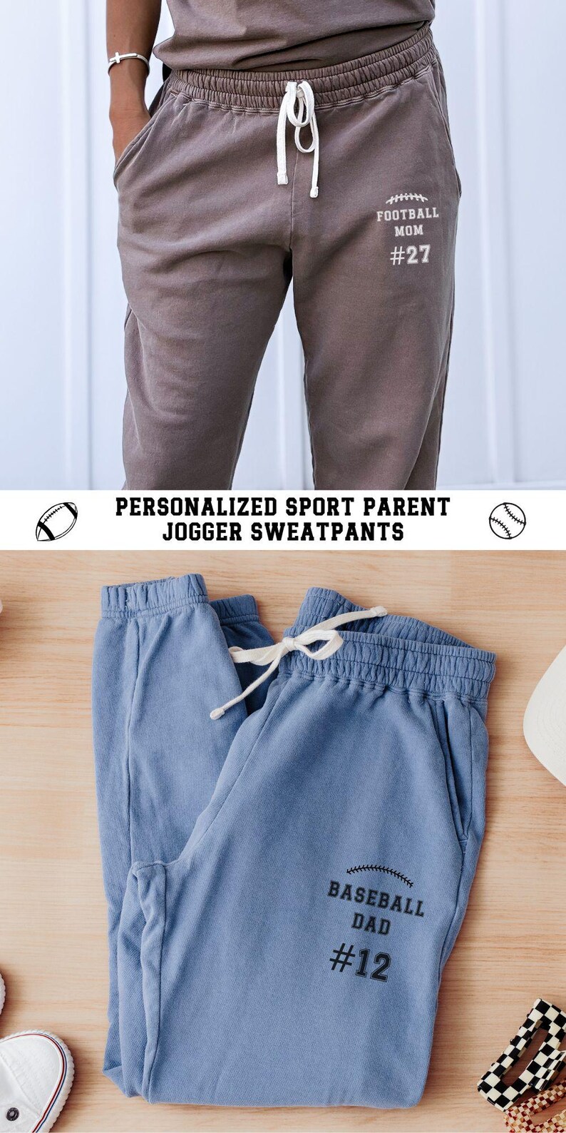 Custom Sports Jogger Football Mom Pants Personalized Athletic Team ...