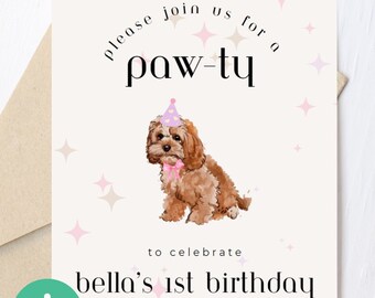 Dog Birthday Invitation Dog Poodle Birthday Poodle Birthday Invite ...
