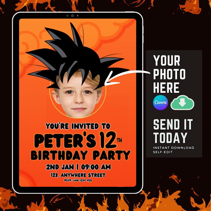 Dragon Ball Invite - Etsy
