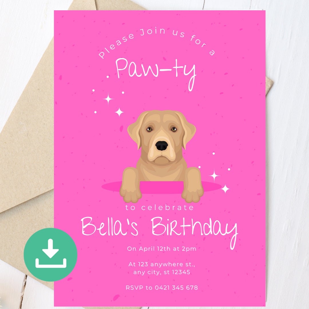 Dog Birthday Invitation Dog Labrador Birthday Labrador Birthday Invite ...