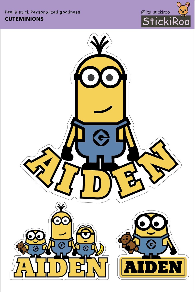 Minions Name Stickers – Personalized Waterproof Labels - Etsy