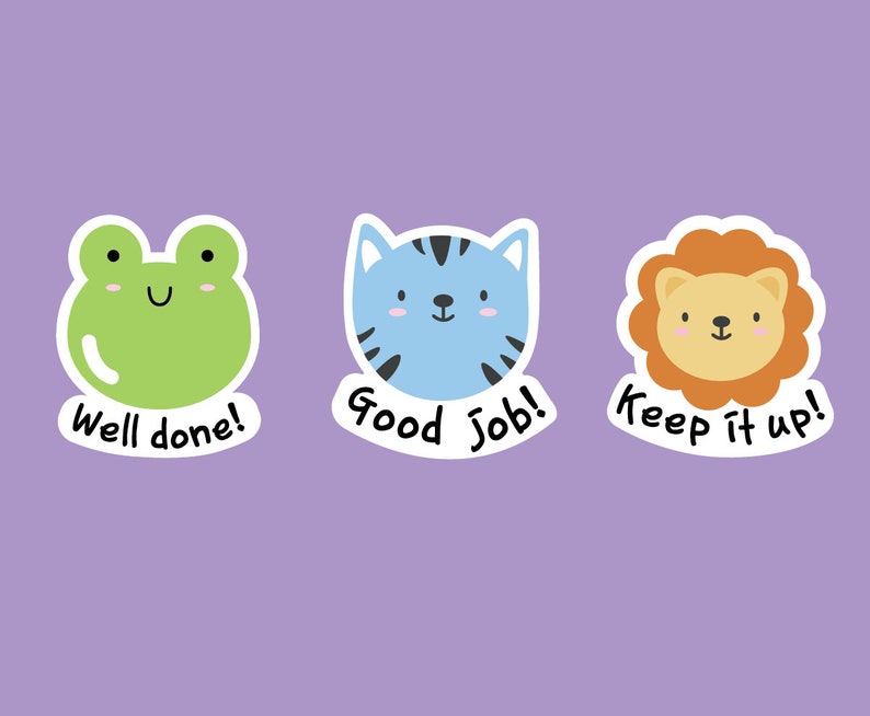 Cute Character Reward Stickers, Teacher Compliment Decals - Etsy