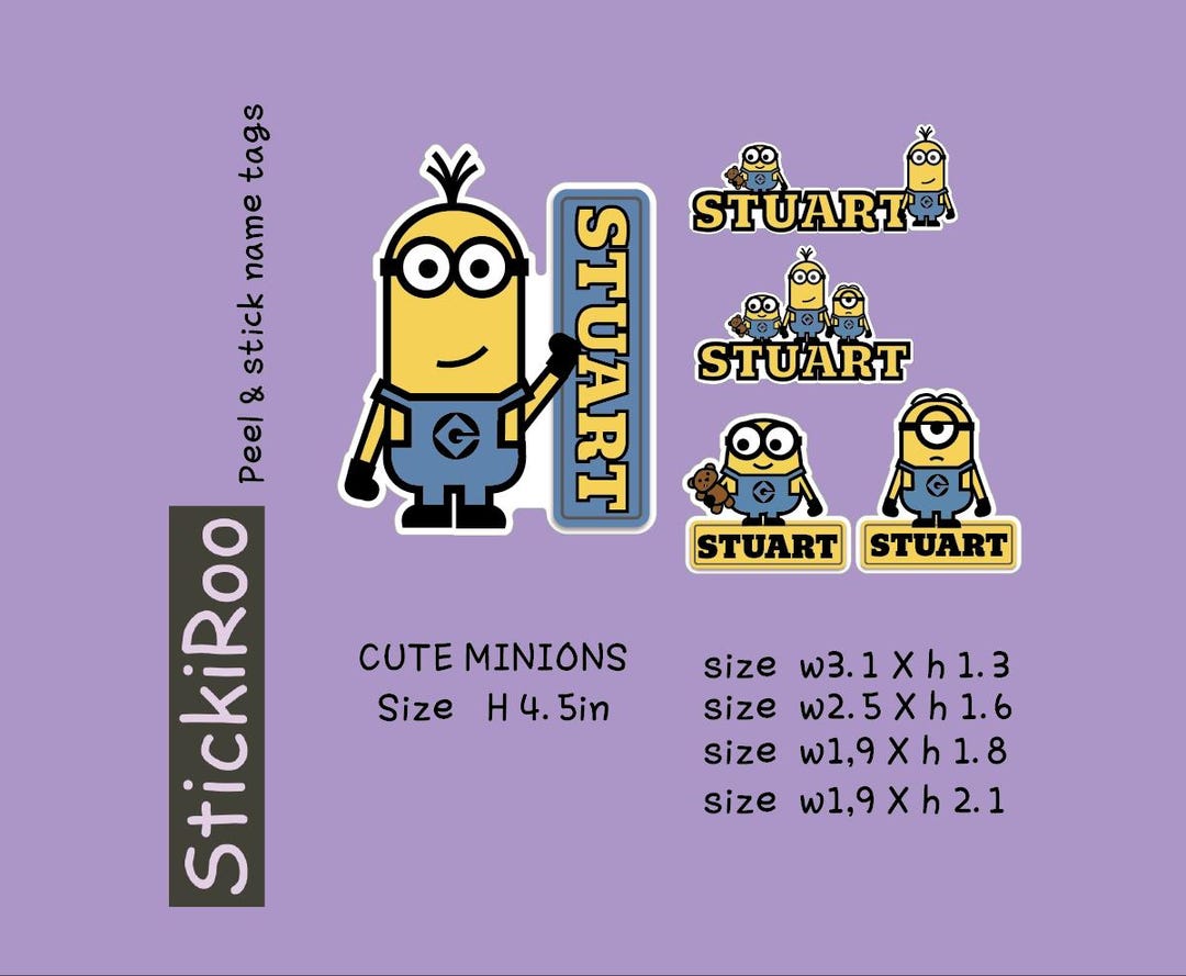 Cute Minions Name Stickers #1 - Cute Kids Name Labels - Cute Dishwasher ...