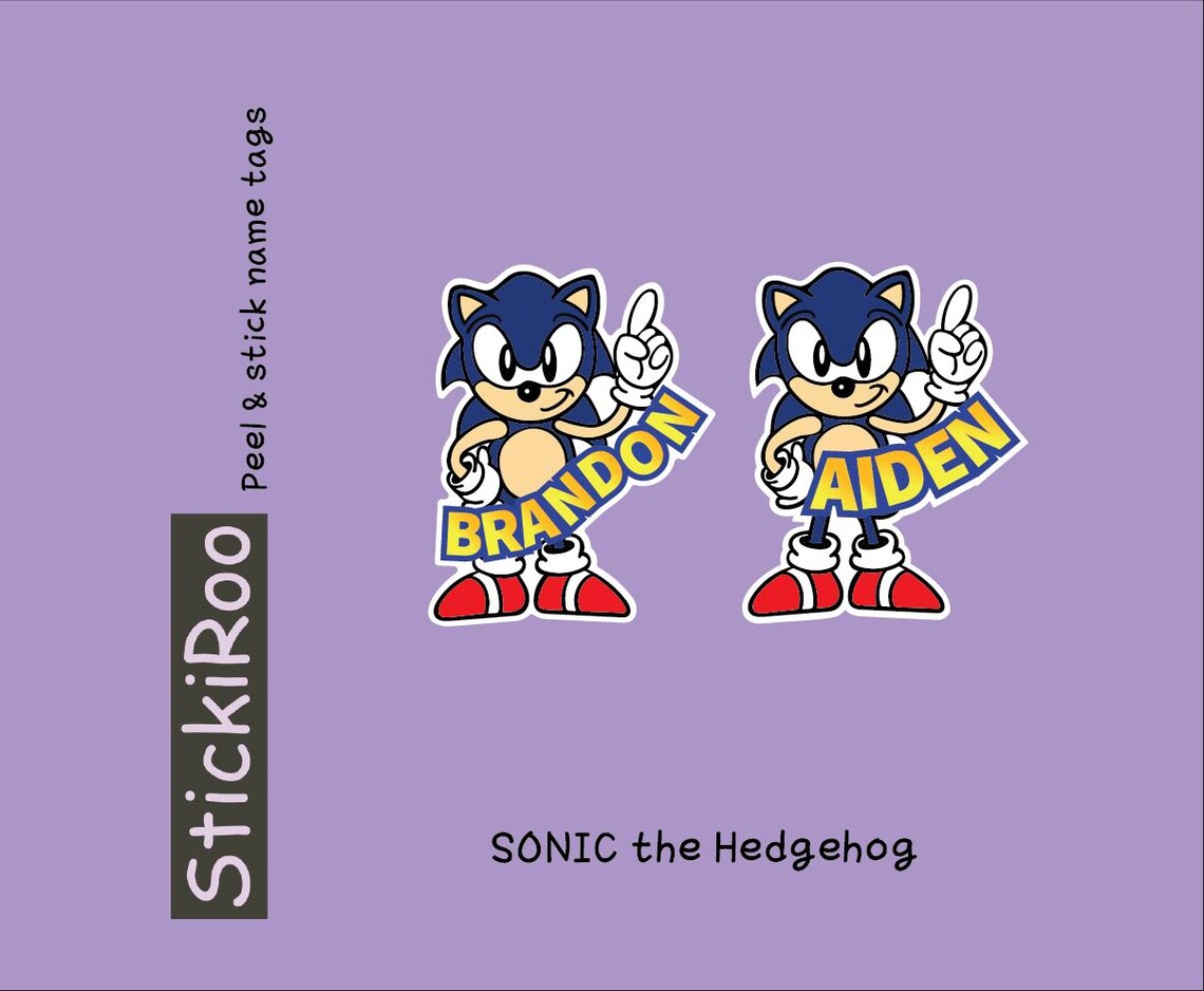 Big Sonic the Hedgehog Name Sticker – Waterproof Kids Labels - Etsy