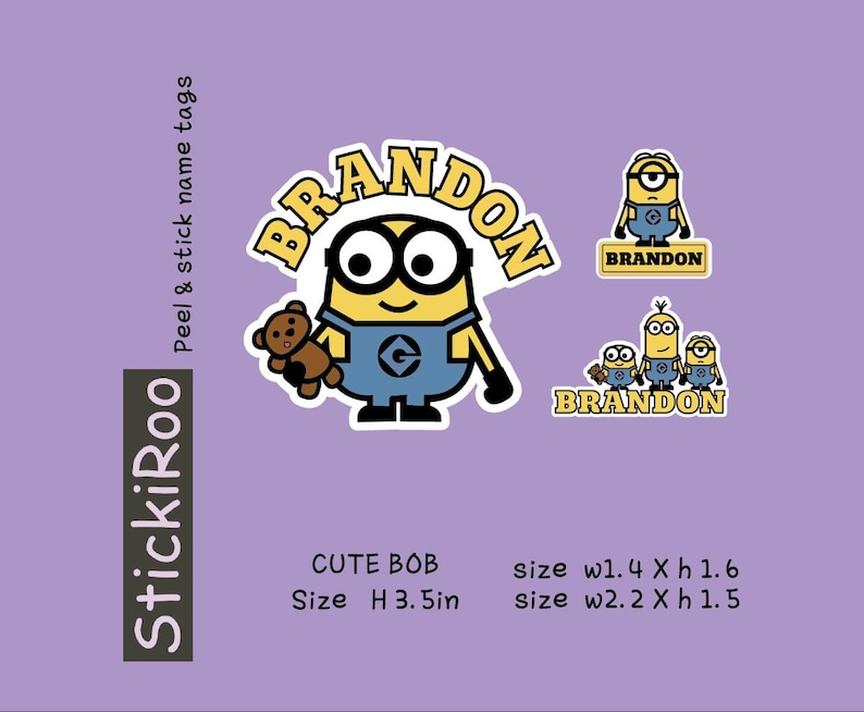 Cute Minions Name Stickers #2- Cute Kids Name Labels - Cute Dishwasher ...