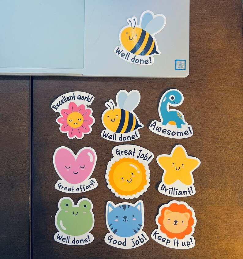 Cute Character Reward Stickers, Teacher Compliment Decals - Etsy