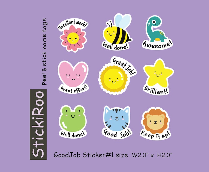 Good Job Reward Stickers, Cute Character Decals, Teacher Reward ...