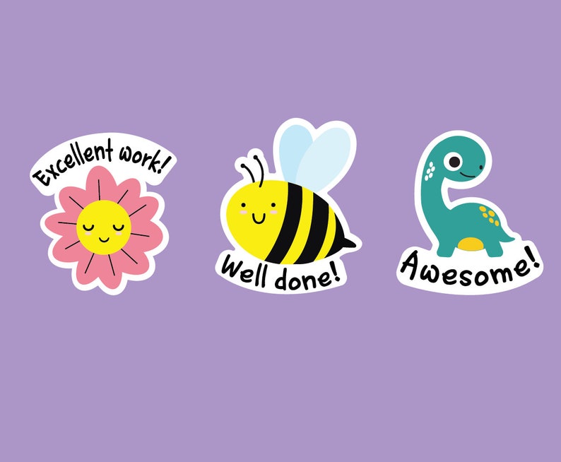 Cute Character Reward Stickers, Teacher Compliment Decals - Etsy