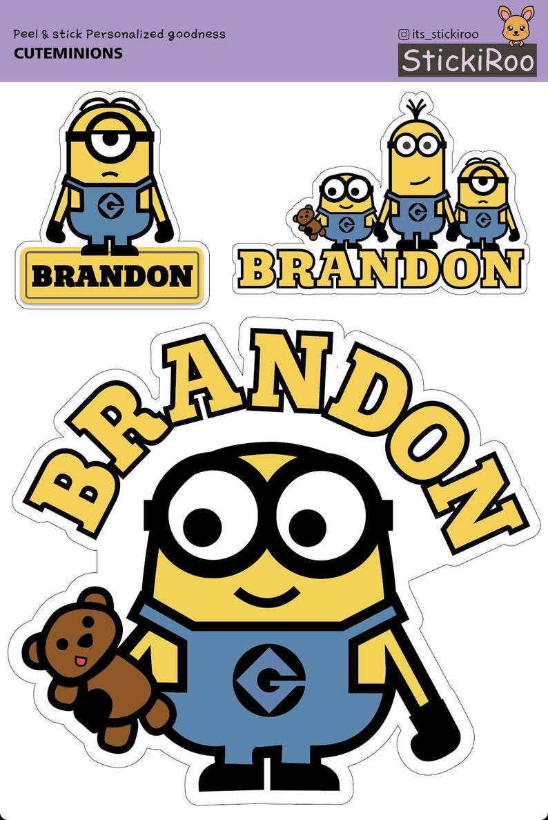 Cute Minions Name Stickers #2- Cute Kids Name Labels - Cute Dishwasher ...