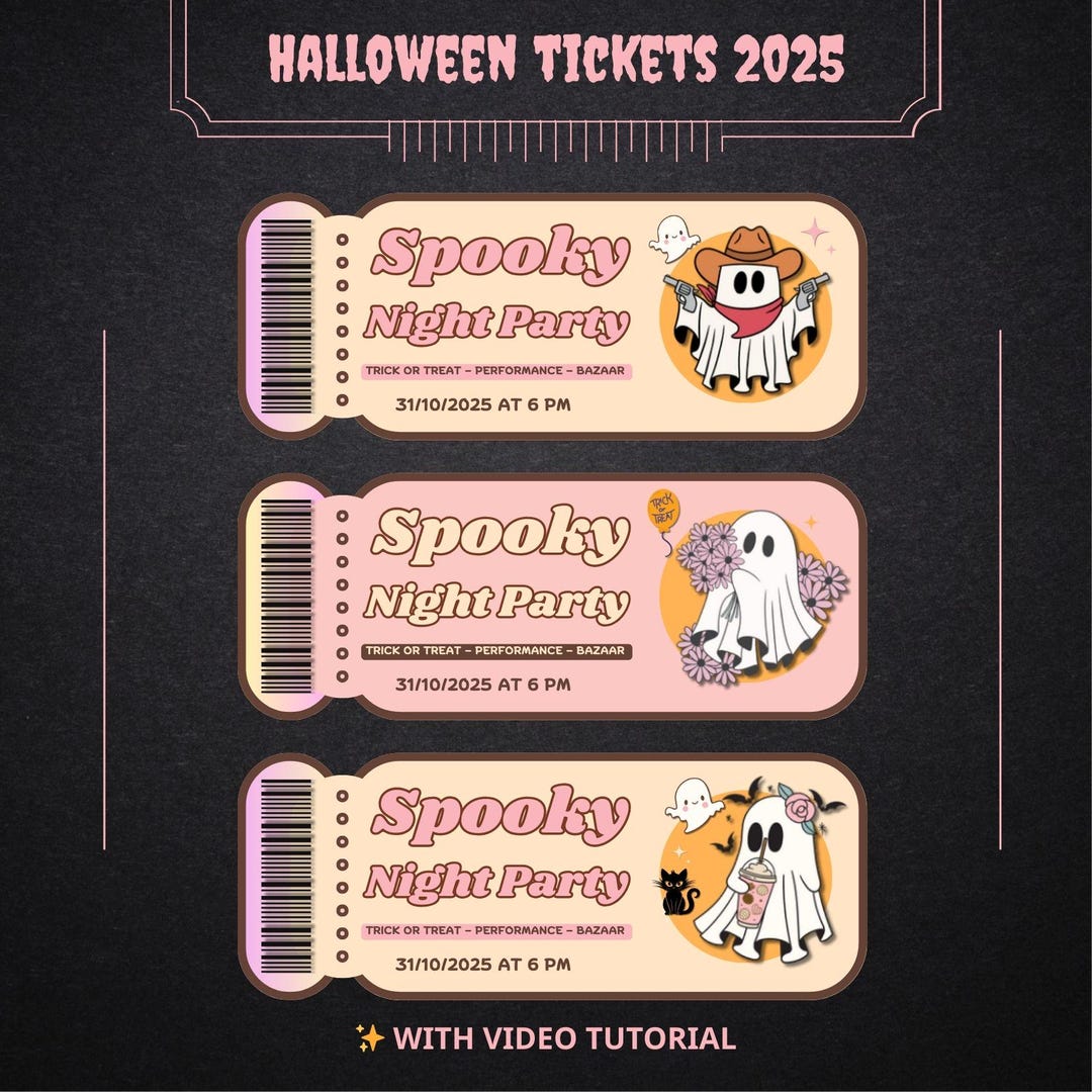 Editable Halloween Party Ticket Template, Spooky Night Party Ticket ...