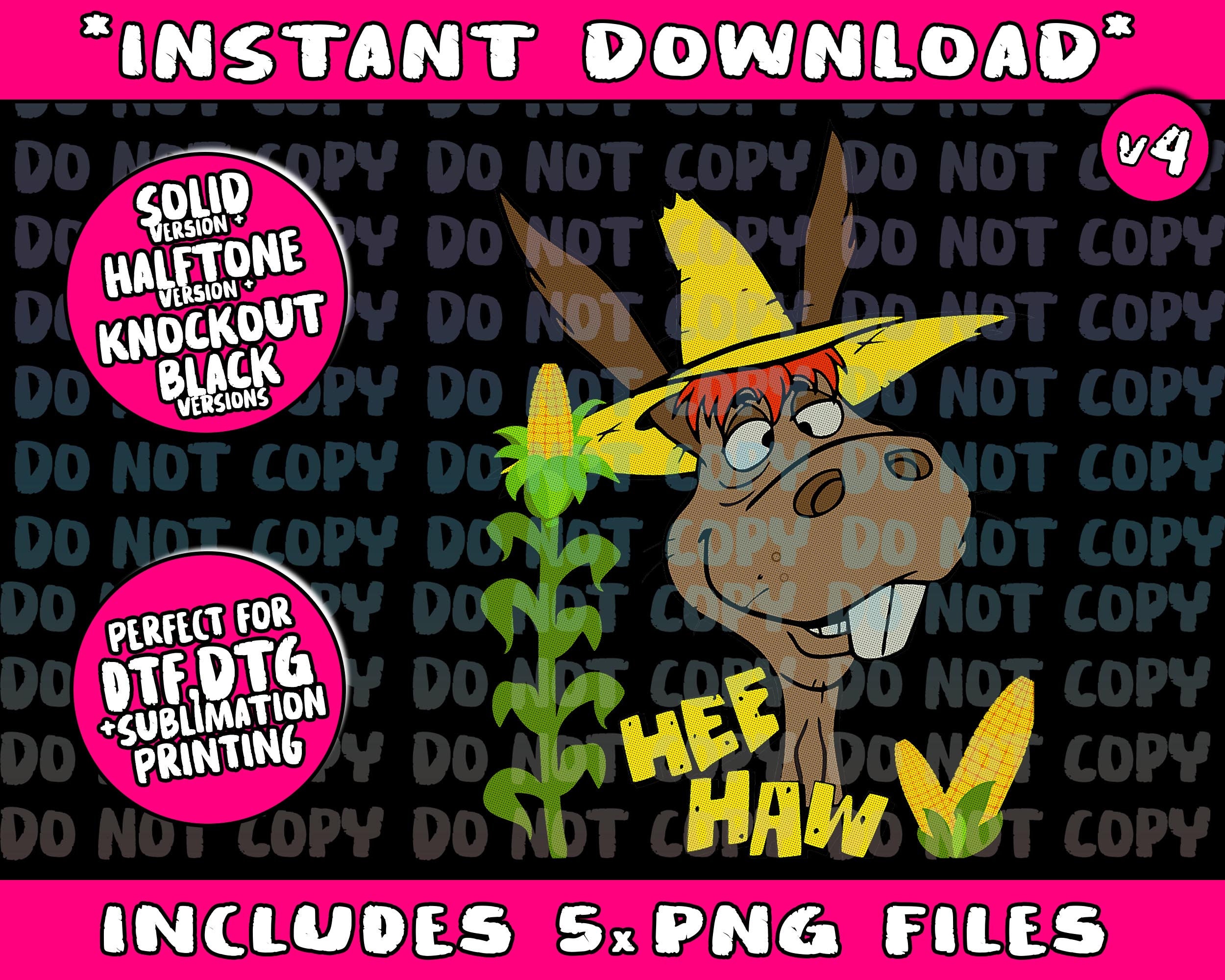 Funny Donkey Face Hee Haw Farming Life Farm Animal Corn Life Png Bundle ...