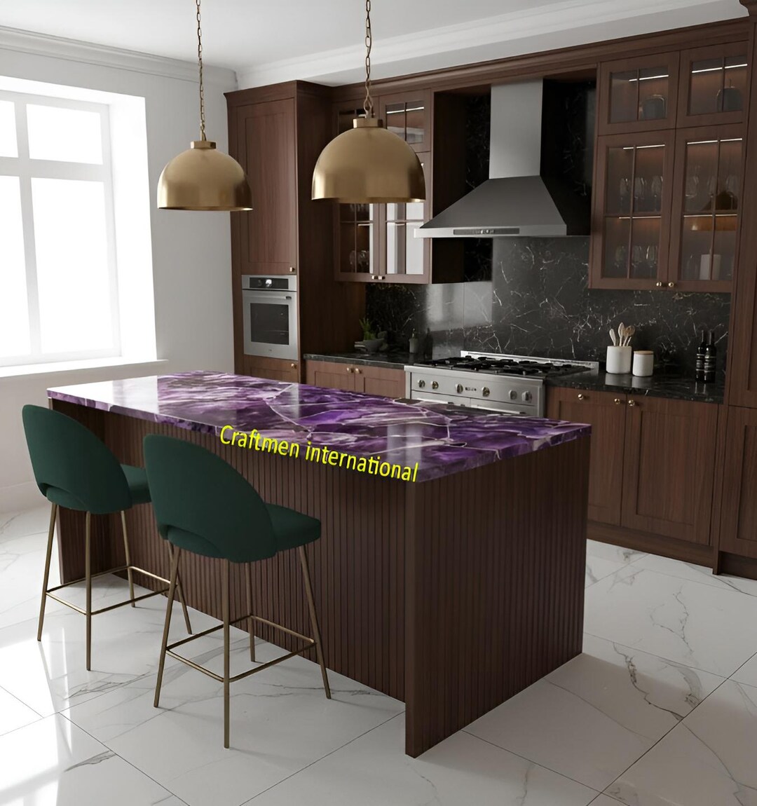 Natural Purple Amethyst Countertop: Luxury Stone Bar, Kitchen Island ...