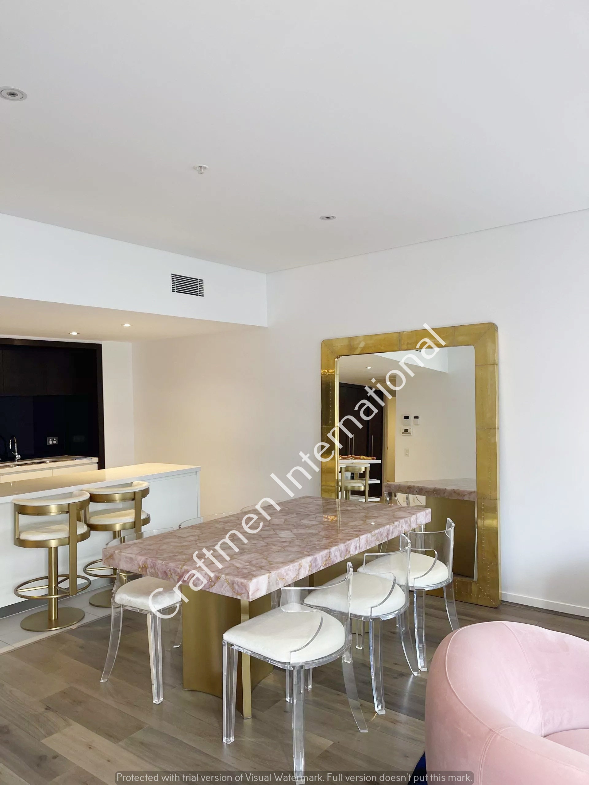 Rose Quartz Table, Rectangle Dining Table, Coffee Table, Handmade ...