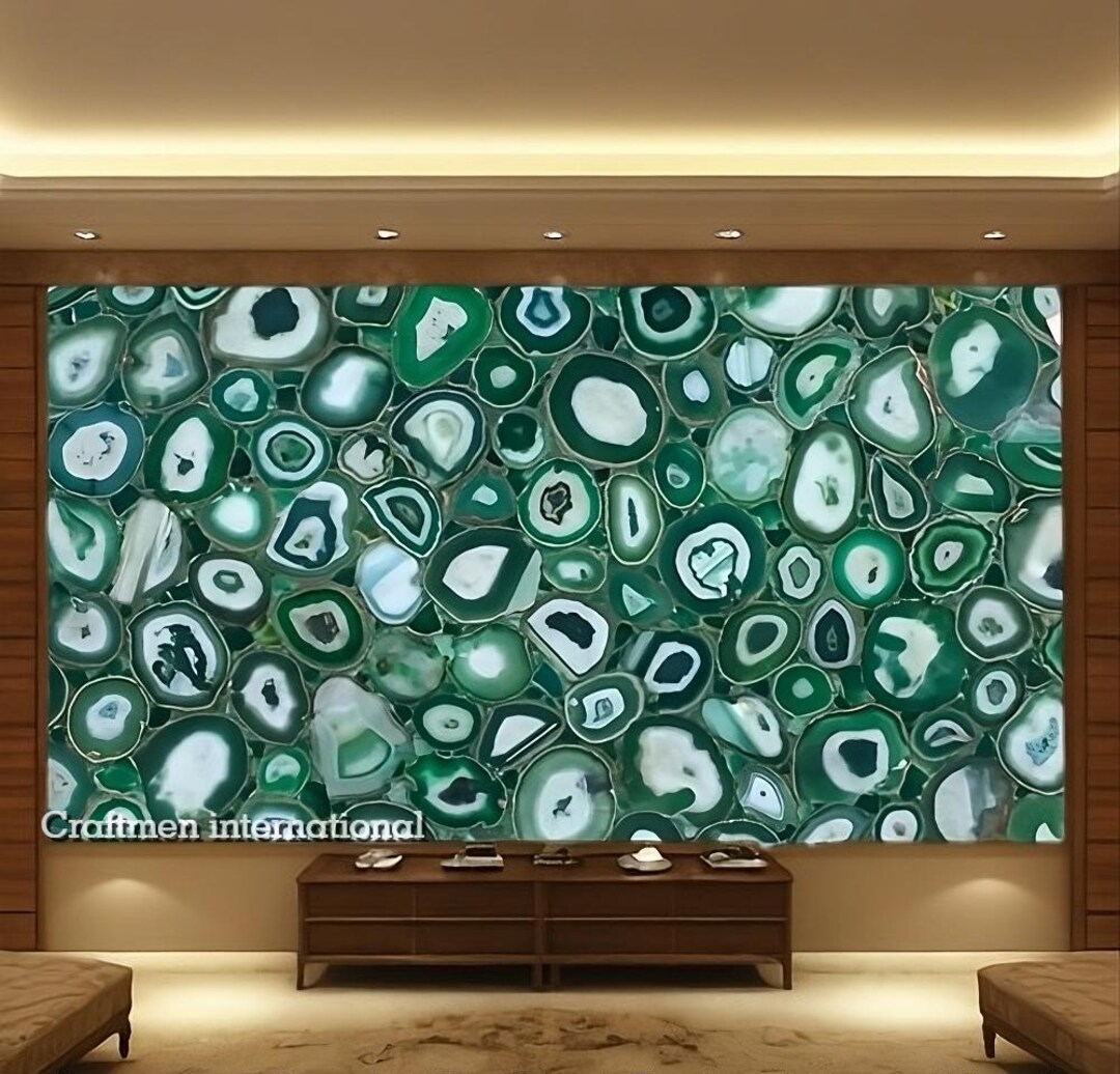 Green Agate Wall Slab, Handmade Wall Panel, Wall Art Panel, Home Decor ...