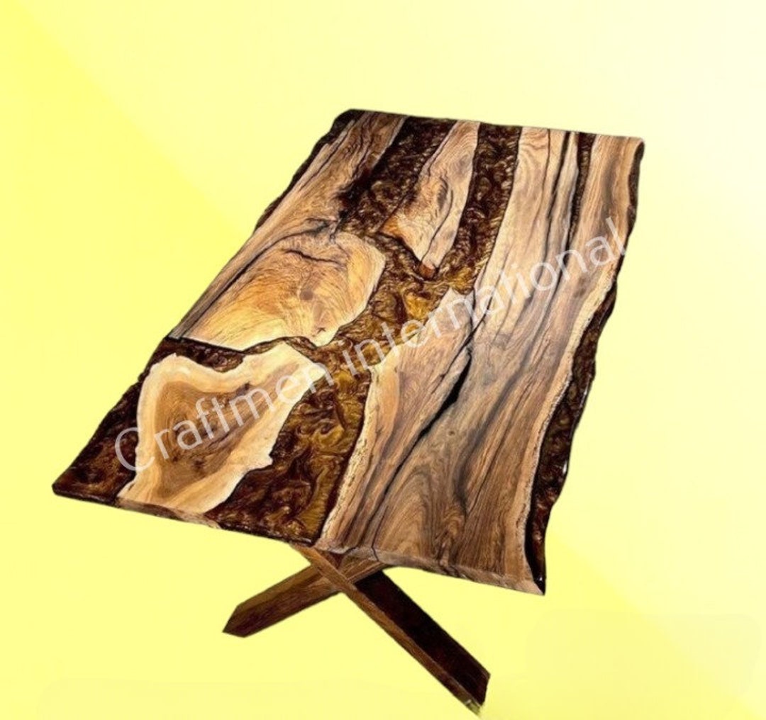 Copper Dining Table, Epoxy Resin Table, Live Edge Table, Modern ...