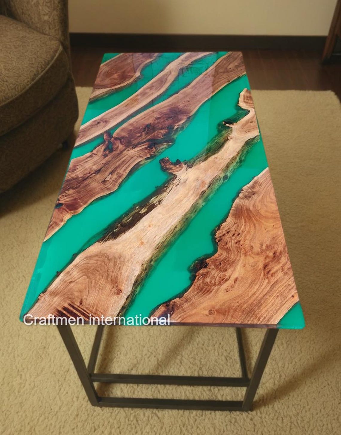 Green Epoxy Table Top, Made to Order Table, Home Decor Furniture ...