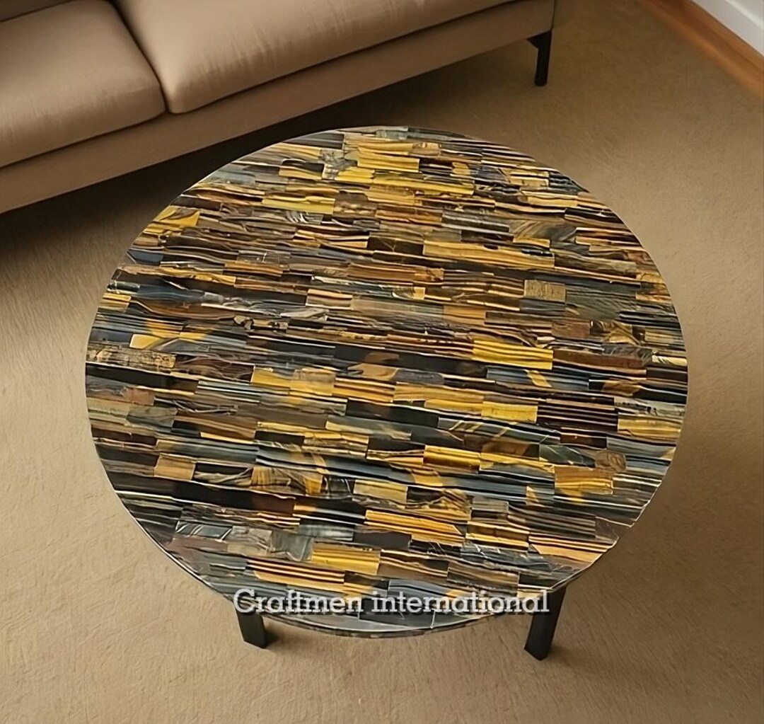 Tiger Eye Table Top: Handcrafted Gemstone Coffee or Dining Table - Etsy