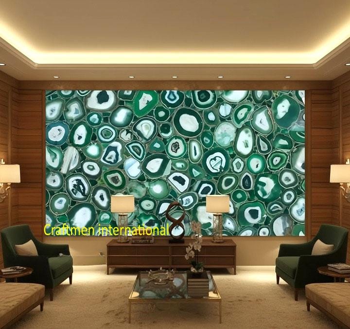 Green Agate Wall Panel | Semi Precious Stone Wall Fixture | Custom ...