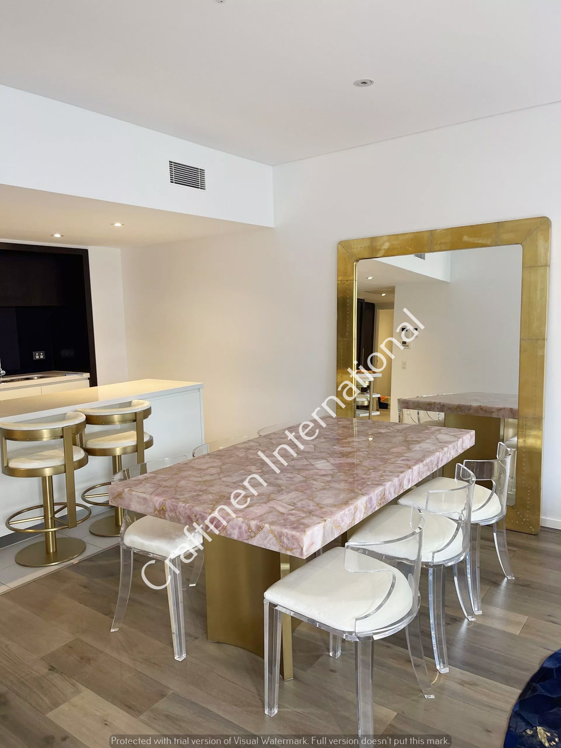 Rose Quartz Table, Rectangle Dining Table, Coffee Table, Handmade ...