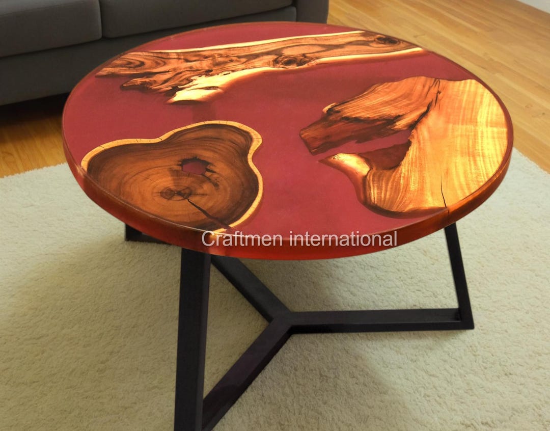 Red Epoxy Table Top | Kitchen Dine Table | Epoxy Wooden Table Top, Home ...