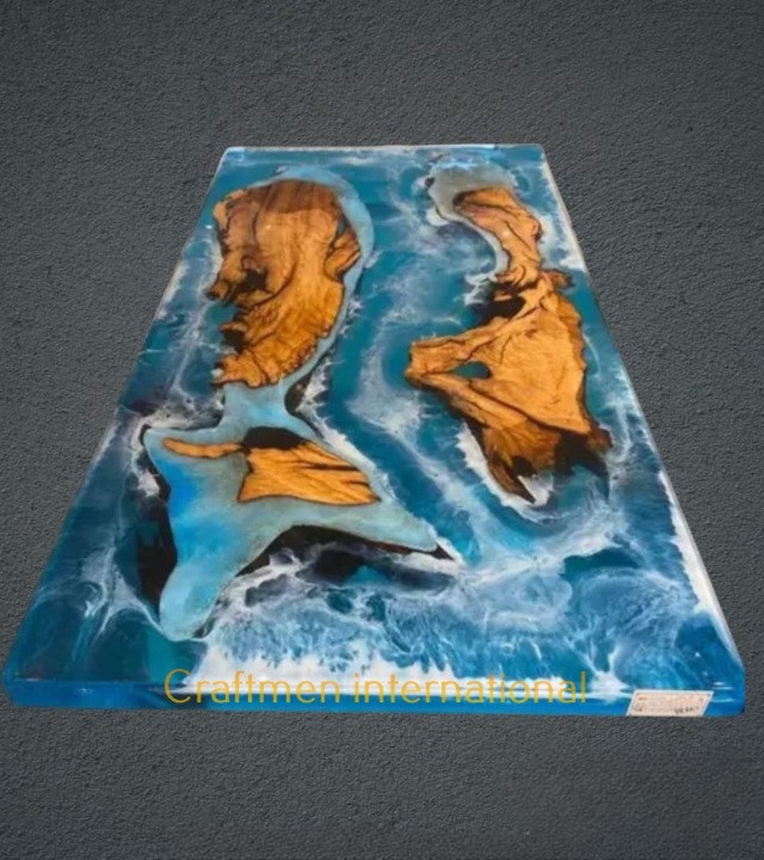 Blue Ocean Wave Epoxy Dining Table Top, DIY Epoxy Table Top, Wood Epoxy ...