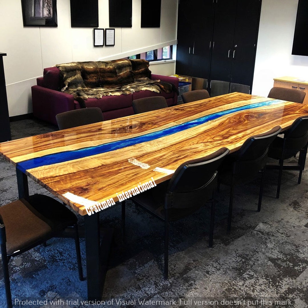 Blue River Table, Olive Wood Epoxy Table, Live Edge Table Top, Home ...