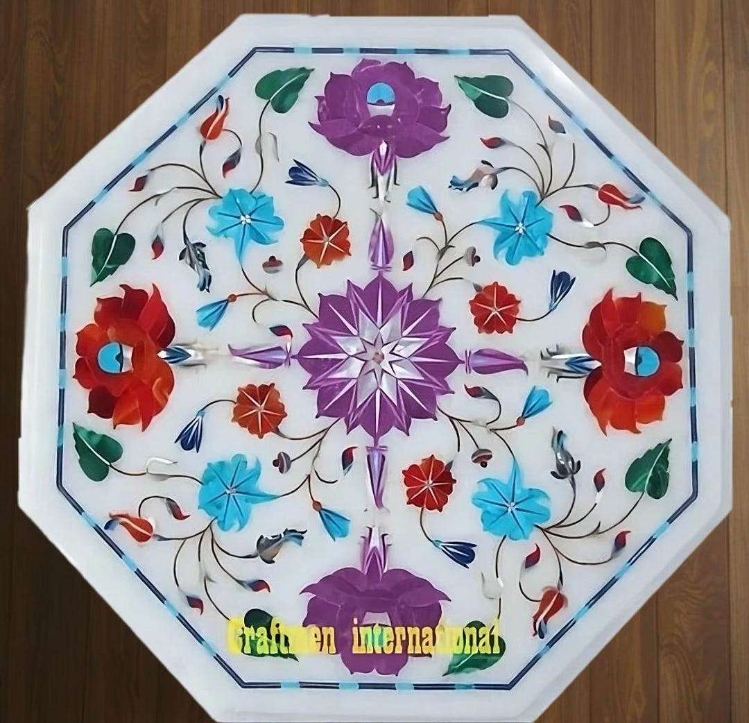 Multi Color Table Top, Coffee Bean Table, Bone Inlay Table, Stone Inlay ...