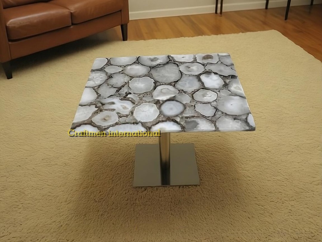 White Agate Table, Coffee End Table, Dining Table, Stone Furniture ...