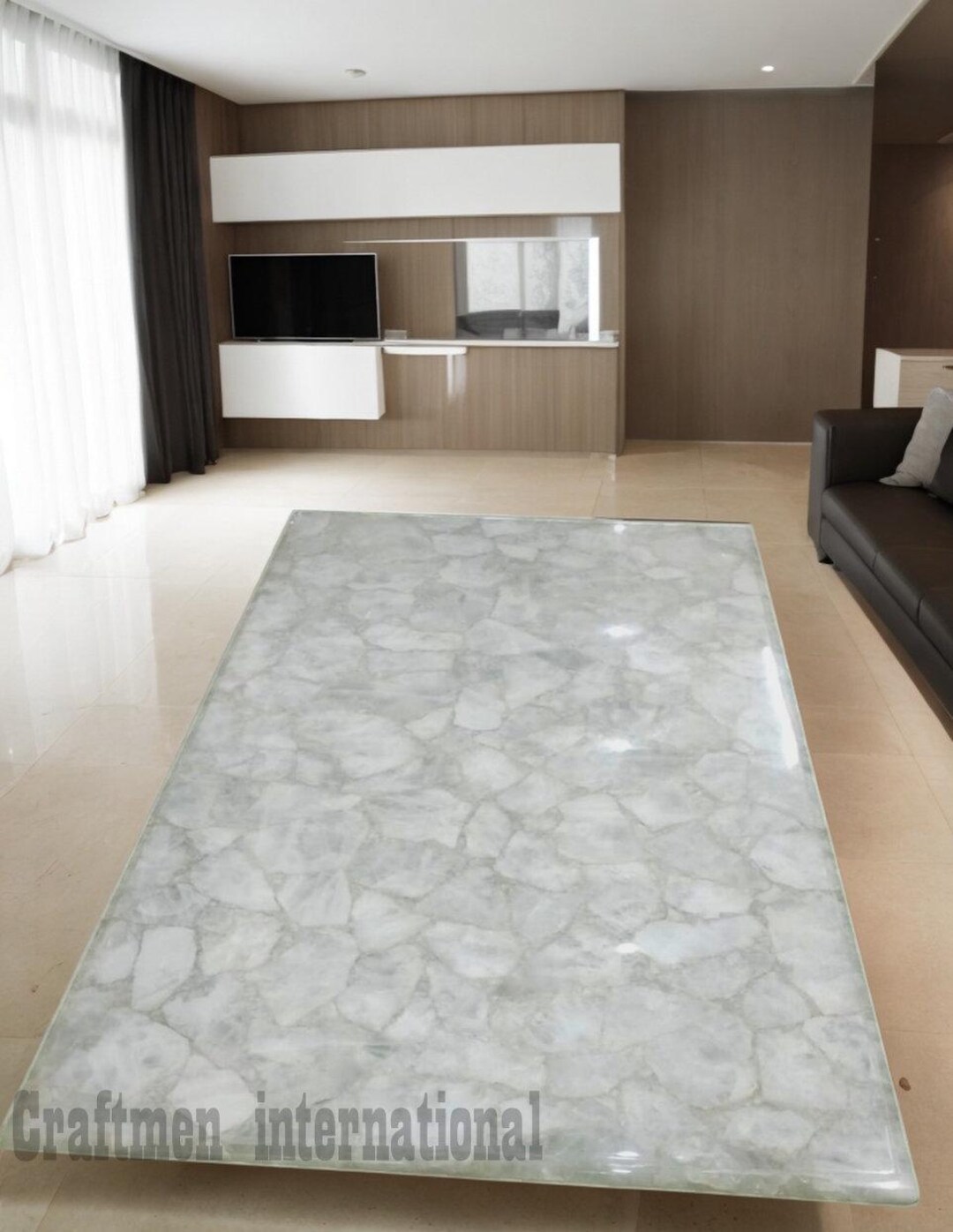 White Quartz Dining Table Top, Quartz Stone Table, Artistic Table Top ...