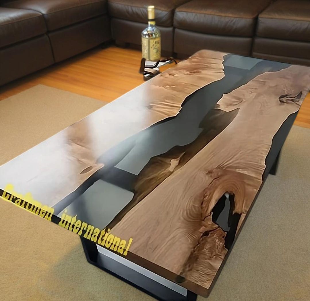 Black Clear Table Top, Live Edge Table Top, Handmade Furniture, Epoxy ...