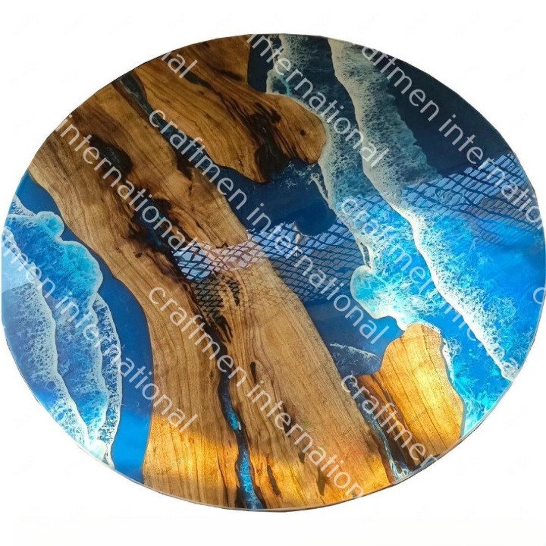 Epoxy Round Table, Epoxy Ocean Wave Table, Live Edge , Living Room ...