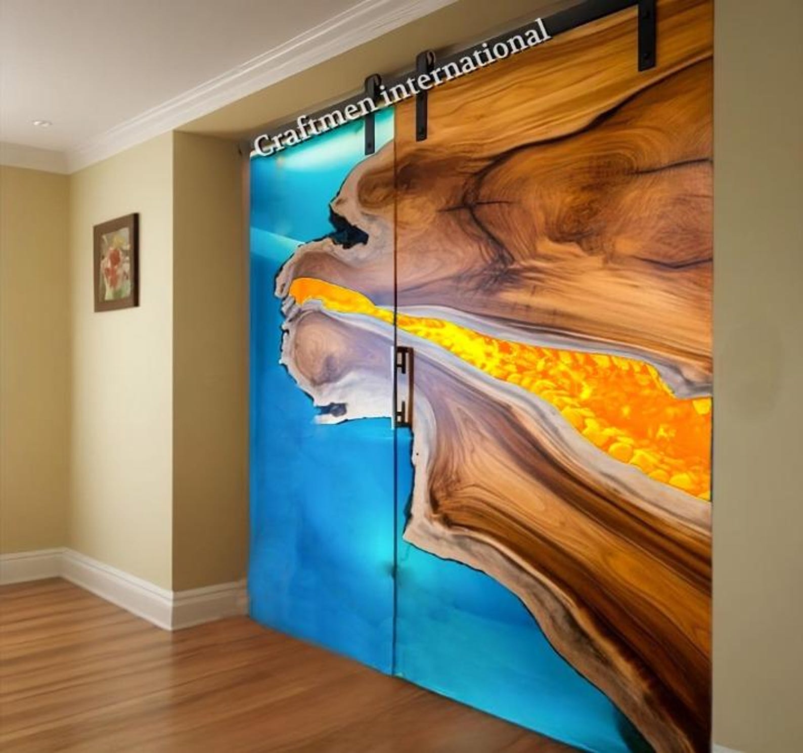 Blue River Epoxy Door, Epoxy Kitchen Door , Epoxy Barn Door, Door ...