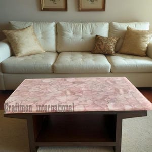 Rose Quartz Table, Rectangle Dining Table, Coffee Table, Handcrafted ...