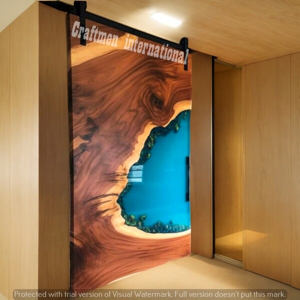 Blue River Epoxy Door, Epoxy Kitchen Door , Epoxy Barn Door, Door ...